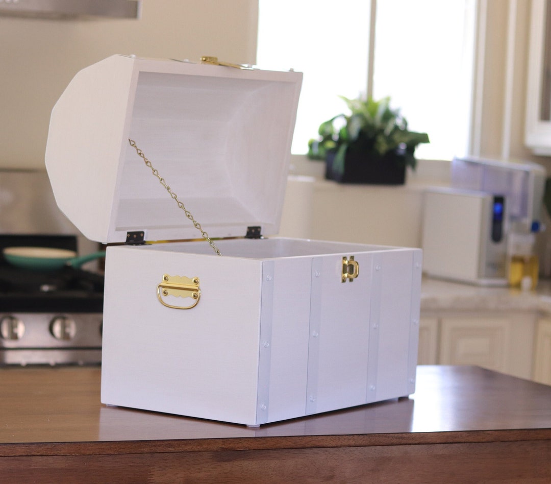 Metal Wrapped Large Wooden Box, Family Heirloom Memory Box, Engraved ...