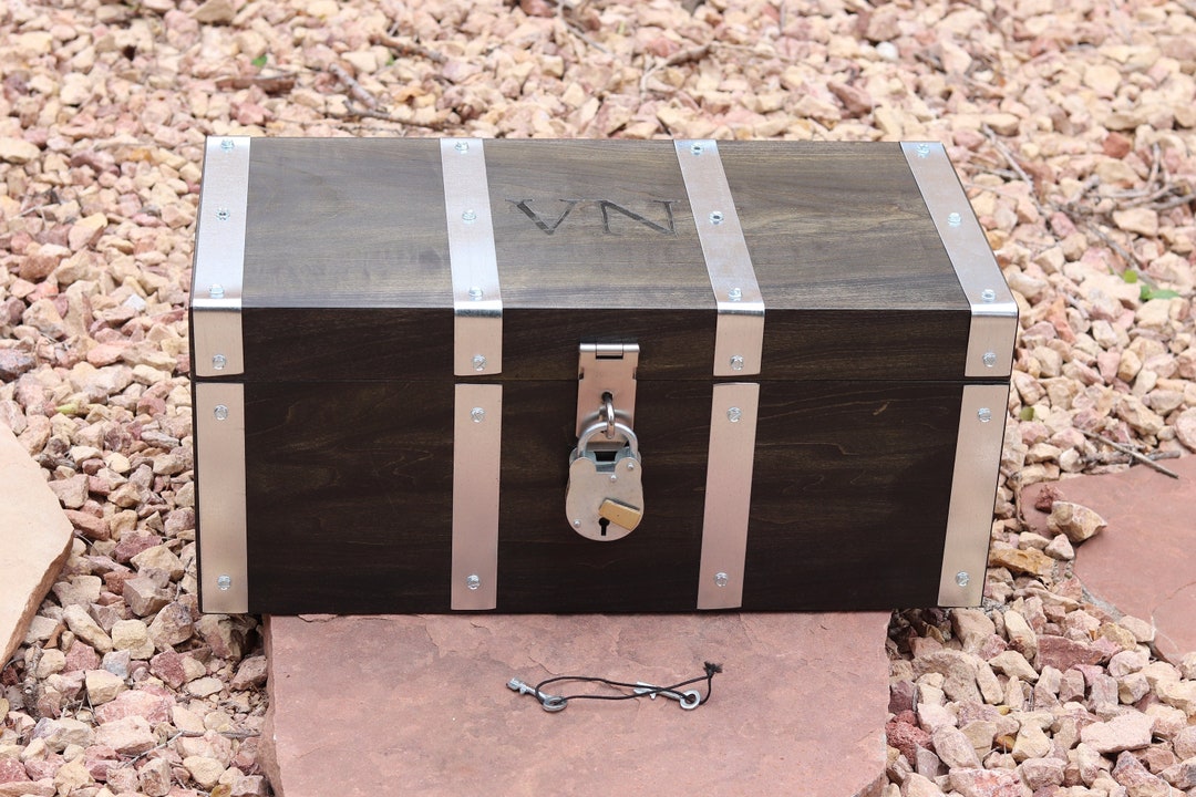 Wooden Pirate Treasure Chest With Lock: Rustic Memory Box - Etsy