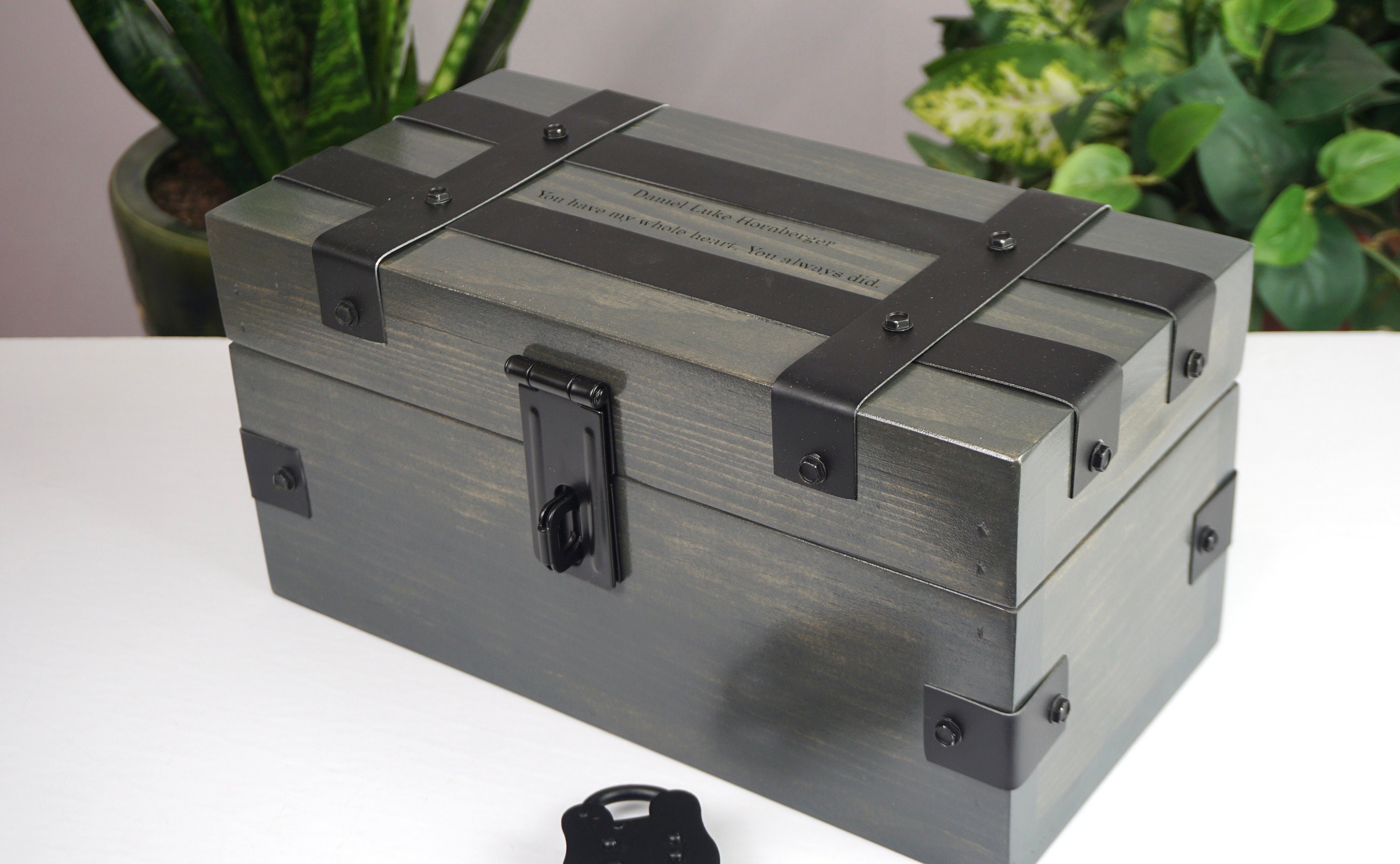 Personalized Treasure Box with Padlock And Skeleton Key / | Etsy