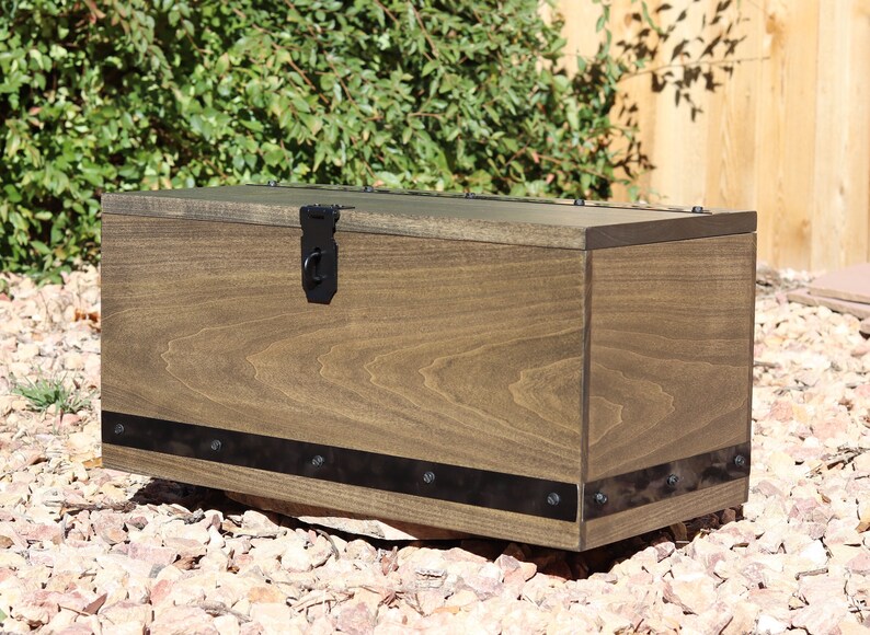 Large Treasure Chest Rustic Chest With Black Metal - Etsy