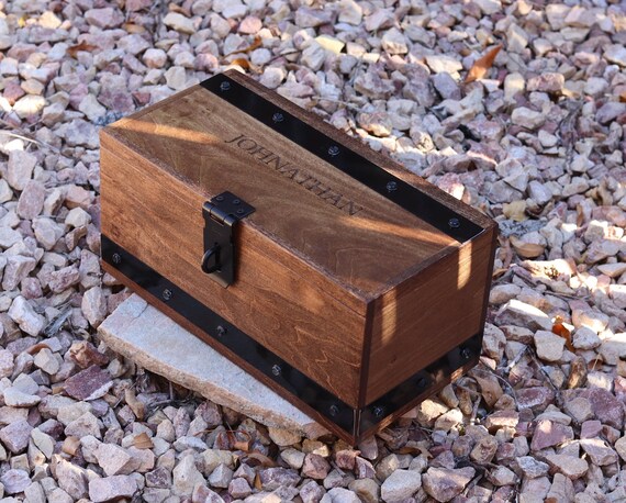 Large Treasure Chest Rustic Chest With Black Metal | Etsy