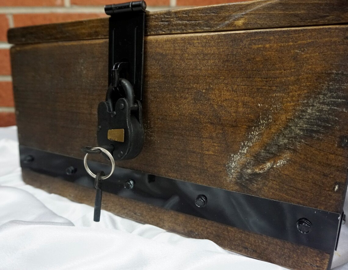 Large Treasure Chest Rustic Chest with Black Metal | Etsy