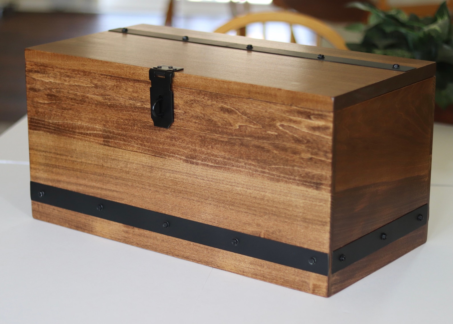 Large Treasure Chest Rustic Chest With Black Metal | Etsy