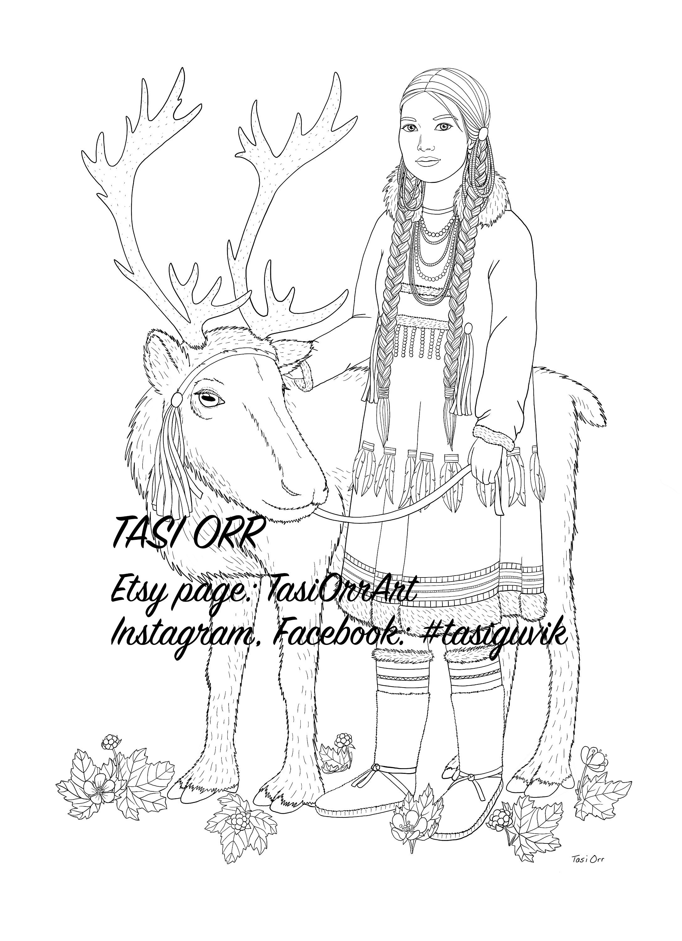 Indigenous American Princess Bundle // Coloring Pages // Digital Prints ...