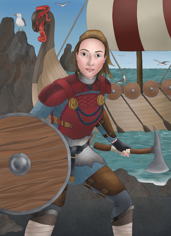 Viking Princess // Coloring Page // Digital Print for Instant | Etsy