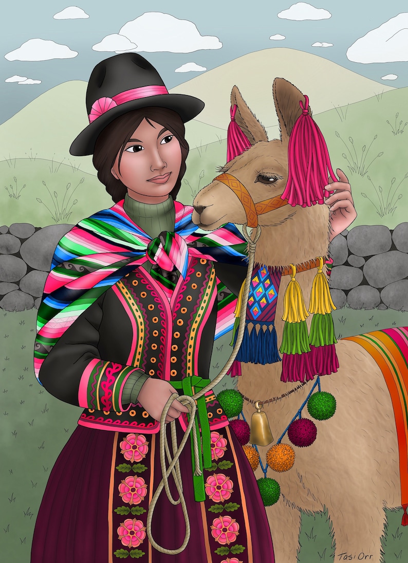 Andes Princess // Coloring Page // Digital Print for Instant Download ...