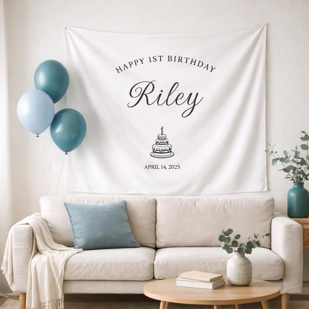 Custom Birthday Banner Personalized Fabric Name Backdrop Happy Birthday ...