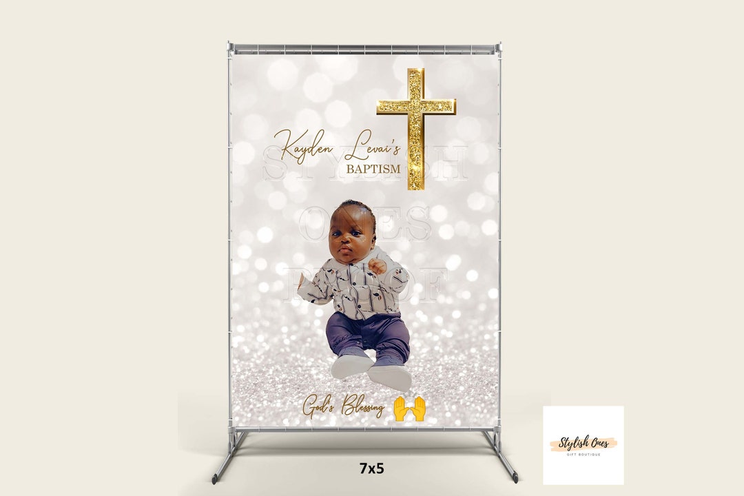 Custom Baptism Backdrop, Personalized Photo Banner, First Holy ...