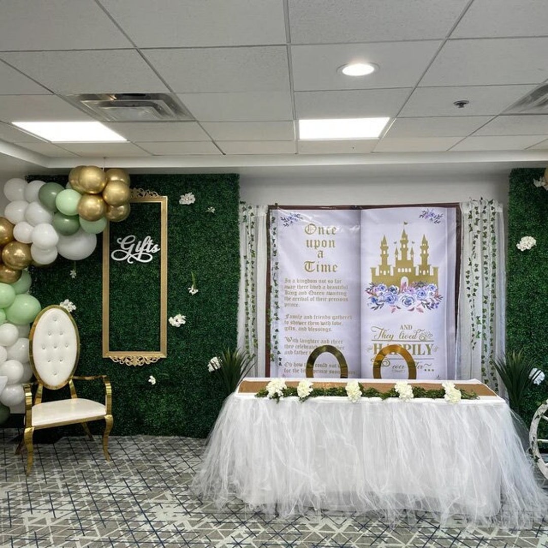 Storybook Backdrop for Fairytale Baby Showers, Princess-themed "once ...