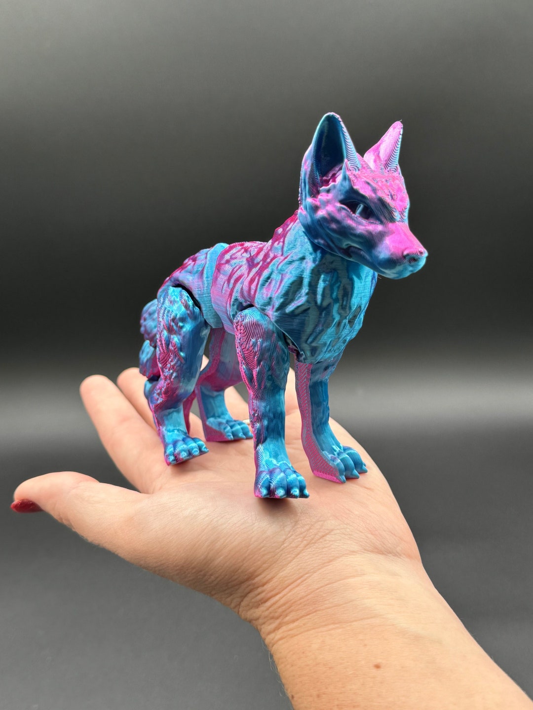 Articulating 3D Printed Wolf Sculpture: Unique Home Decor Accent ...