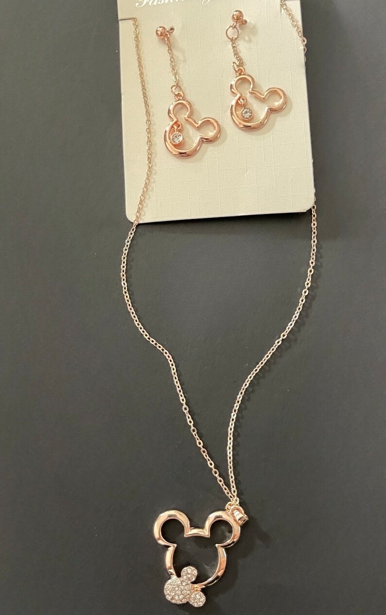 BOGO Cartoon Character Mouse Pendant Charm Necklace and Earrings With ...