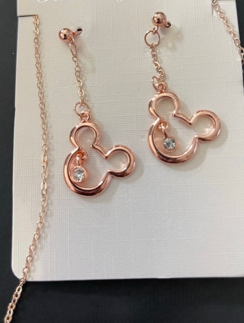 BOGO Cartoon Character Mouse Pendant Charm Necklace and Earrings With ...