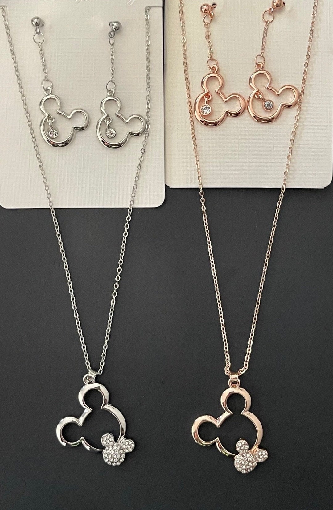 BOGO Cartoon Character Mouse Pendant Charm Necklace and Earrings With ...