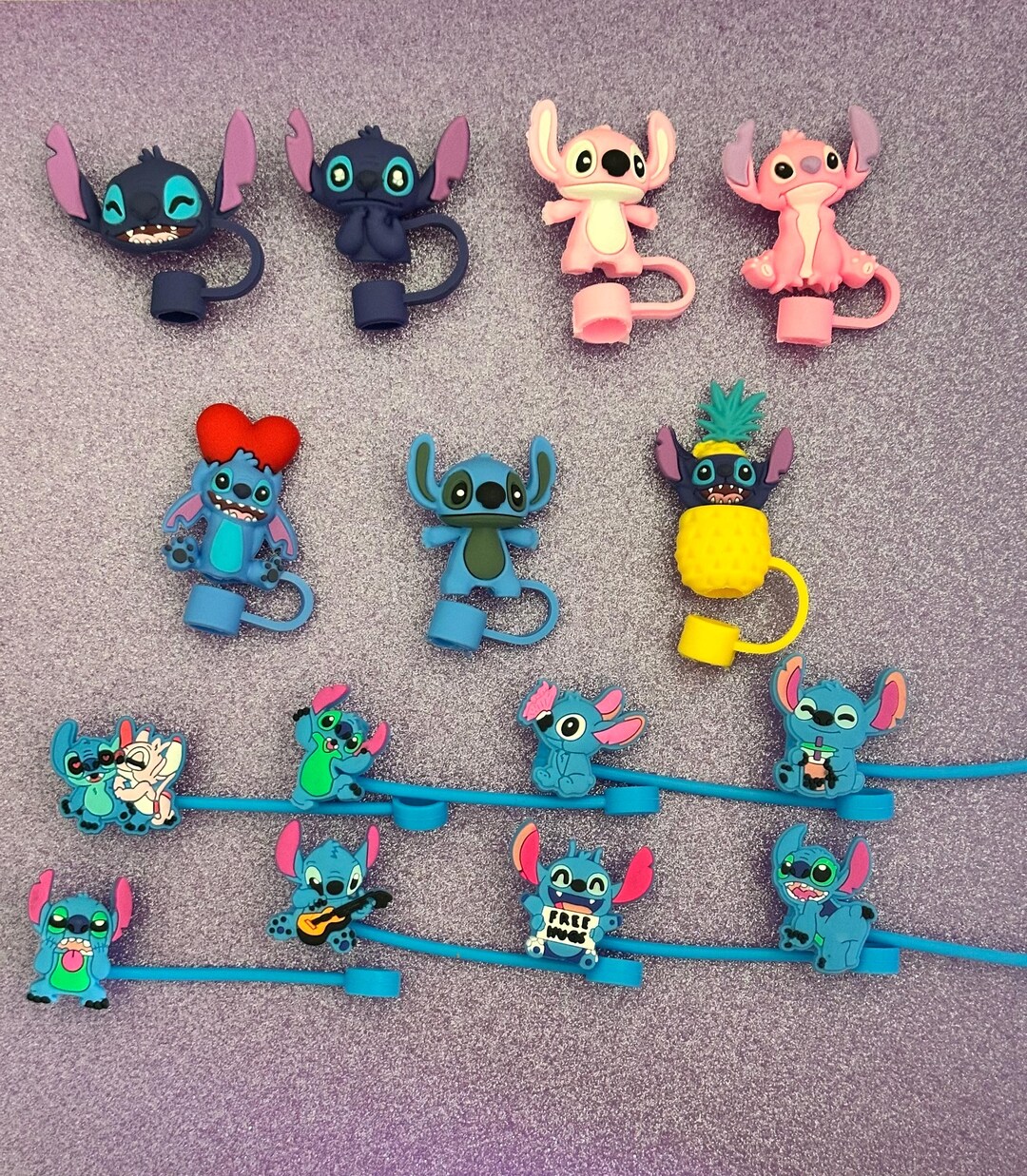 Stitch and Angel Straw Toppers. Fit Stanley Cups. Disney Straw Cap - Etsy