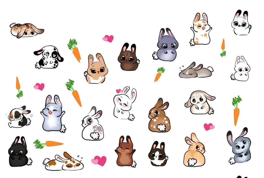 Cute Tiny Bunny Stickers, Rabbit Stickers, Baby Bunny Stickers, Planner ...