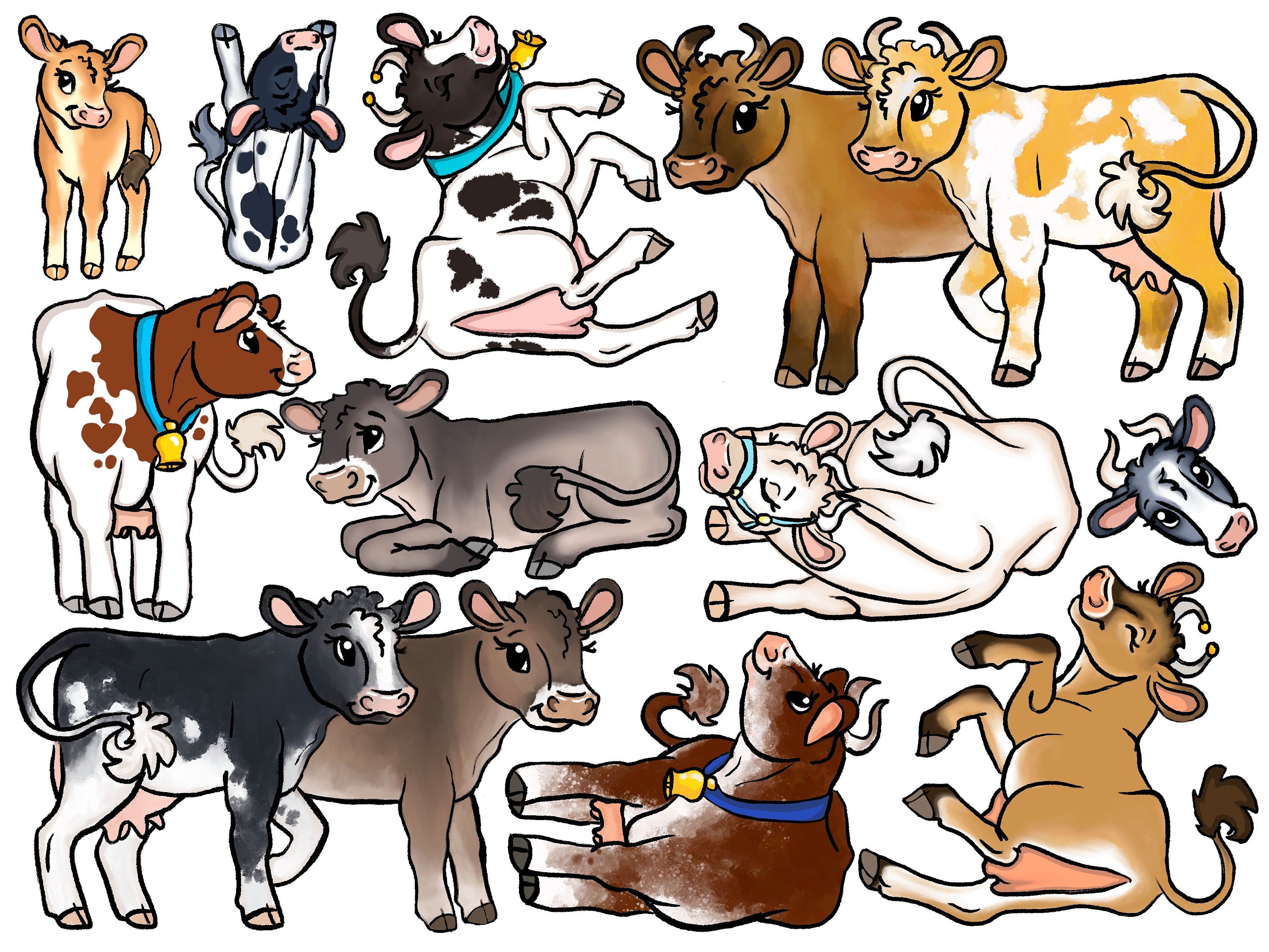Large Cute Assorted Cow Matte Paper Stickers. Stickers | Etsy