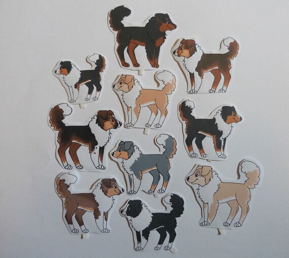 English Shepherd Tail Sticker Set Handmade Stickers Dog - Etsy