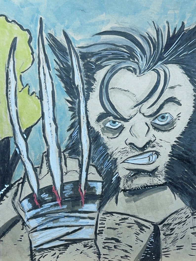 Bone Claw Wolverine 9”x12” Tonal Original. - Etsy