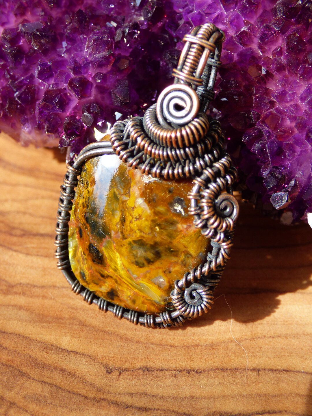 Pietersite Wire Lightning Gemstone Necklace With Copper Wire HIPPIE GOA ...