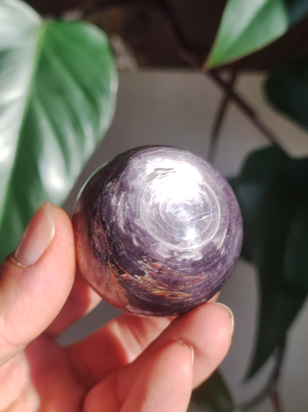 Lepidolite / Purple Mica Glimmer Effect - Gemstone Ball Purple Natural ...