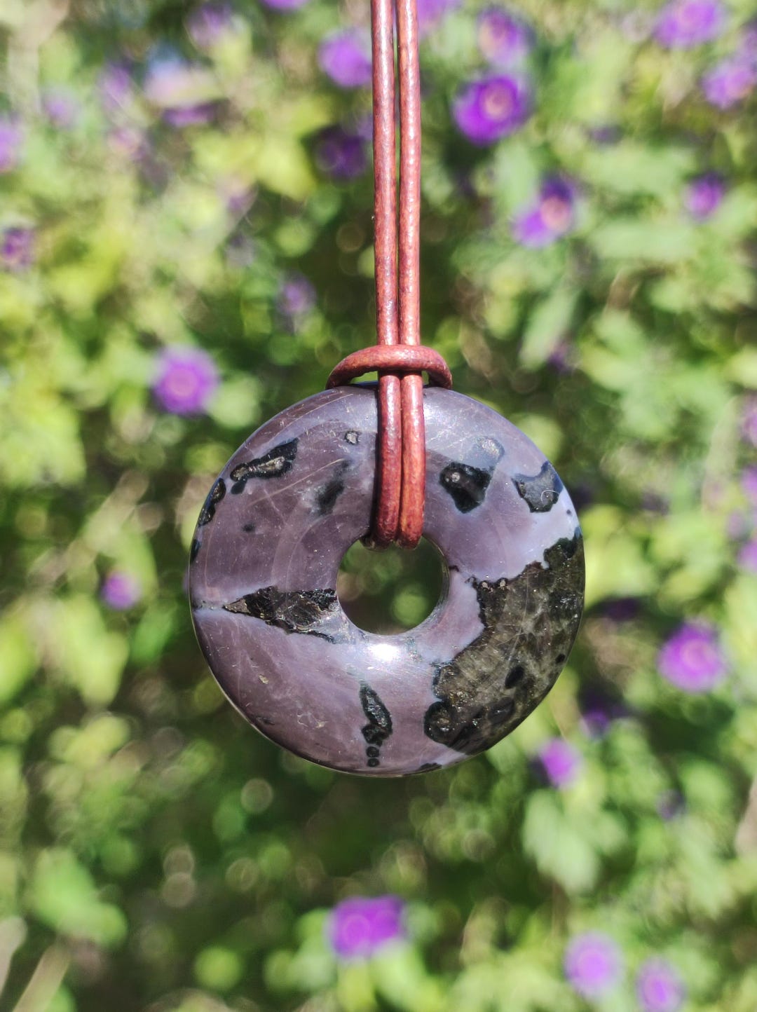 Mystic Gabbro / Merlinite Gemstone Necklace 30 Mm Donut Healing Stone ...