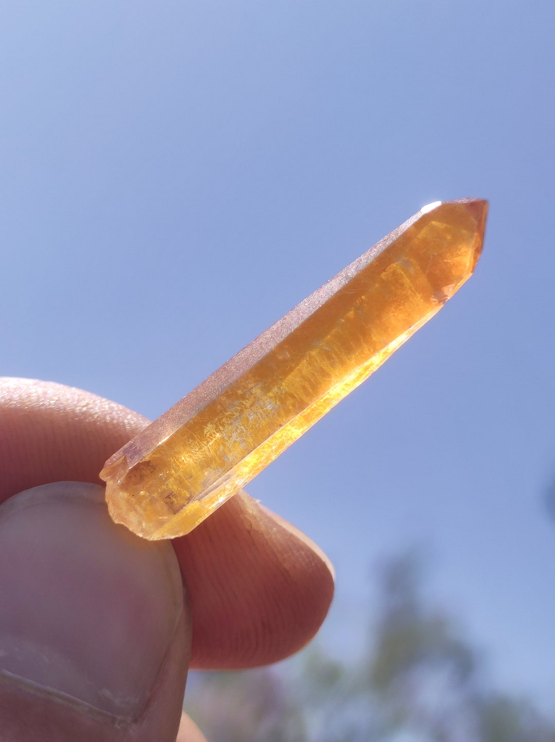 Tangerine Quartz Raw rarity 925 Silver Setting Gemstone Necklace HIPPIE ...