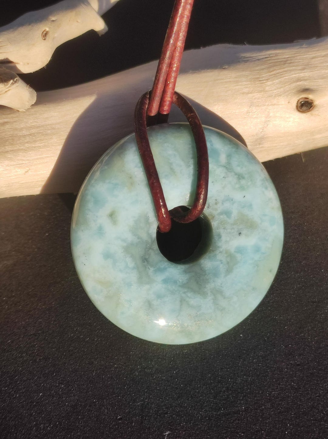 Larimar atlantis Stone Protection Donut Gemstone Necklace Blue Healing ...