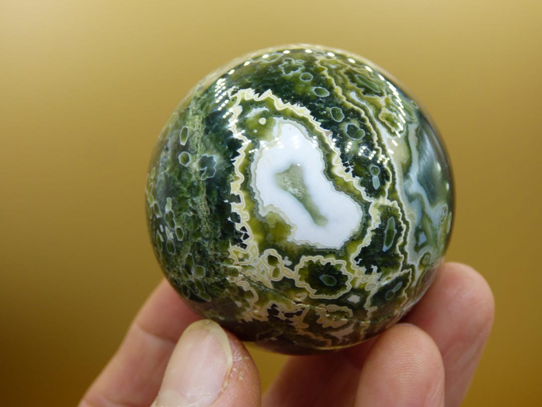 8 Veins Ocean Jasper Orbicular Green - Gemstone Sphere Rare Natural ...