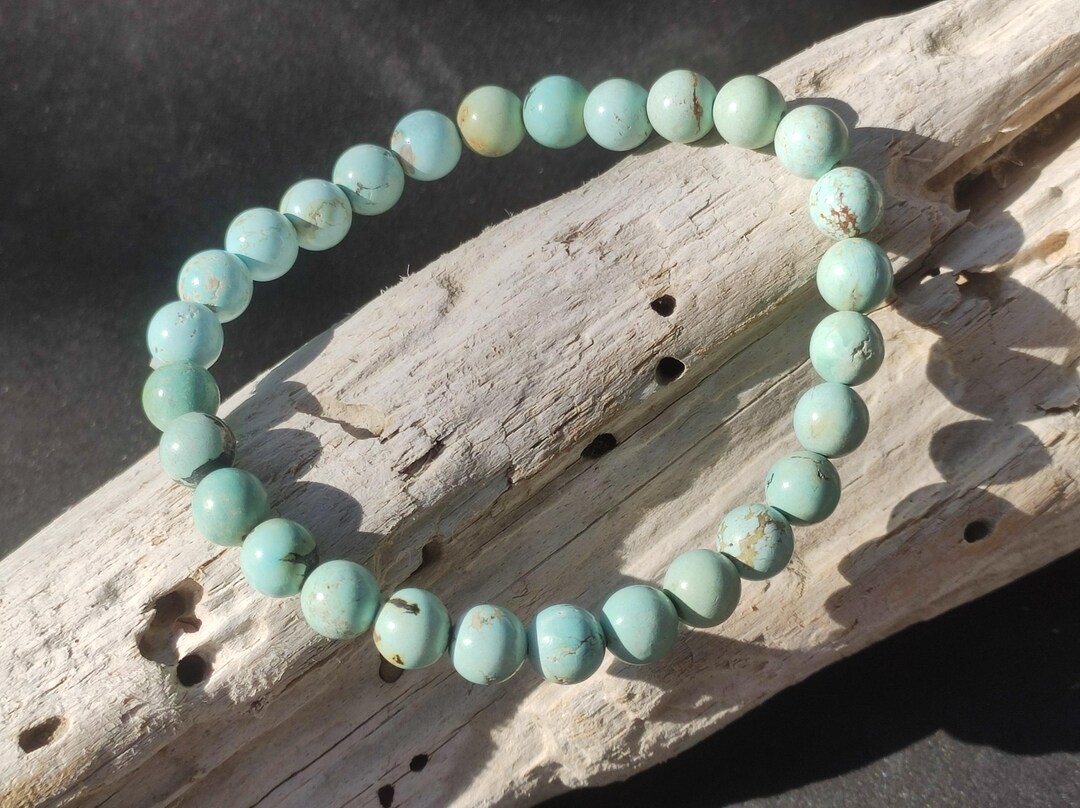 Hubei TURQUOISE 100% Natural - Gemstone Bracelet Blue GOA Hippie Boho ...