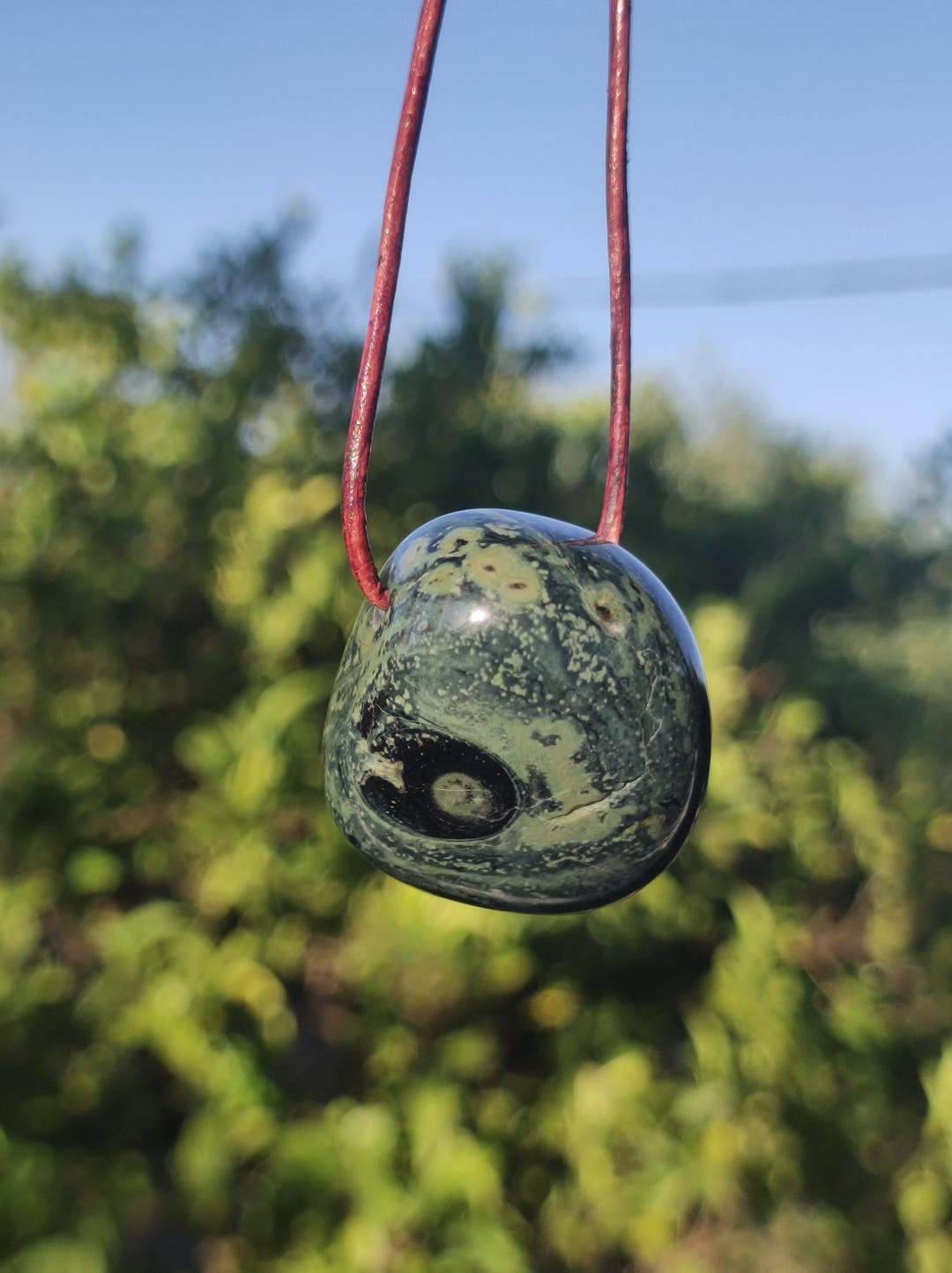 Kabamba Rhyolite / Eldarite - Gemstone Necklace Healing Stone Green He ...