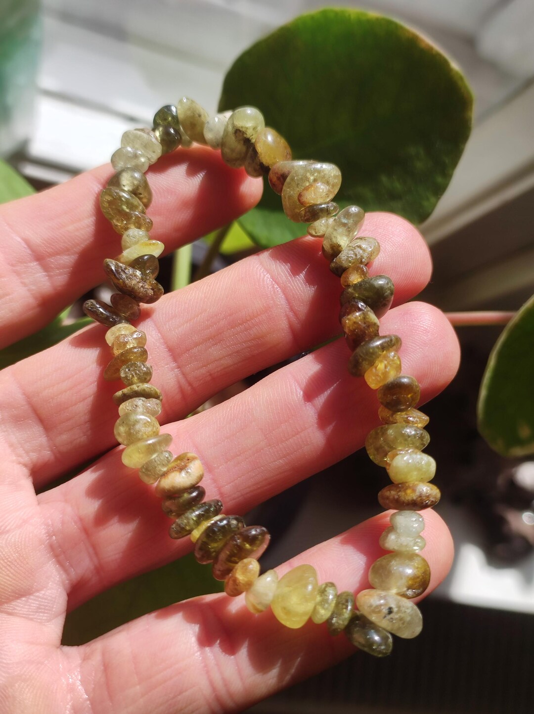 Granat Grün / Grossular Chip - Edelstein Armband Grün GOA Hippie Boho ...