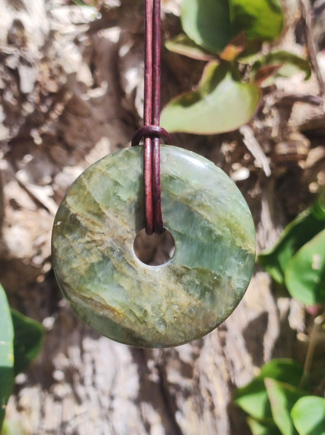 Peridot RARITY 40 Mm Donut Gemstone Necklace Green Protection Man Woman ...