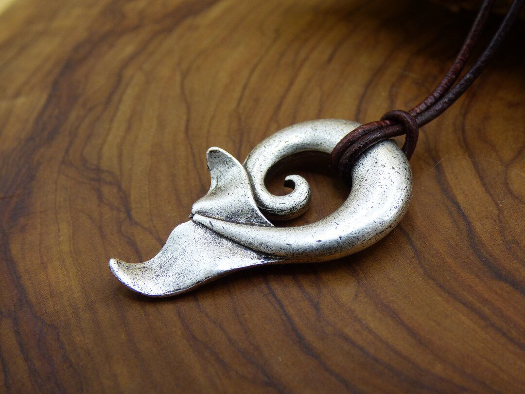 Whale Fin Spiral Sea Surfer Amulet Necklace Antique Silver Tibet HIPPIE ...