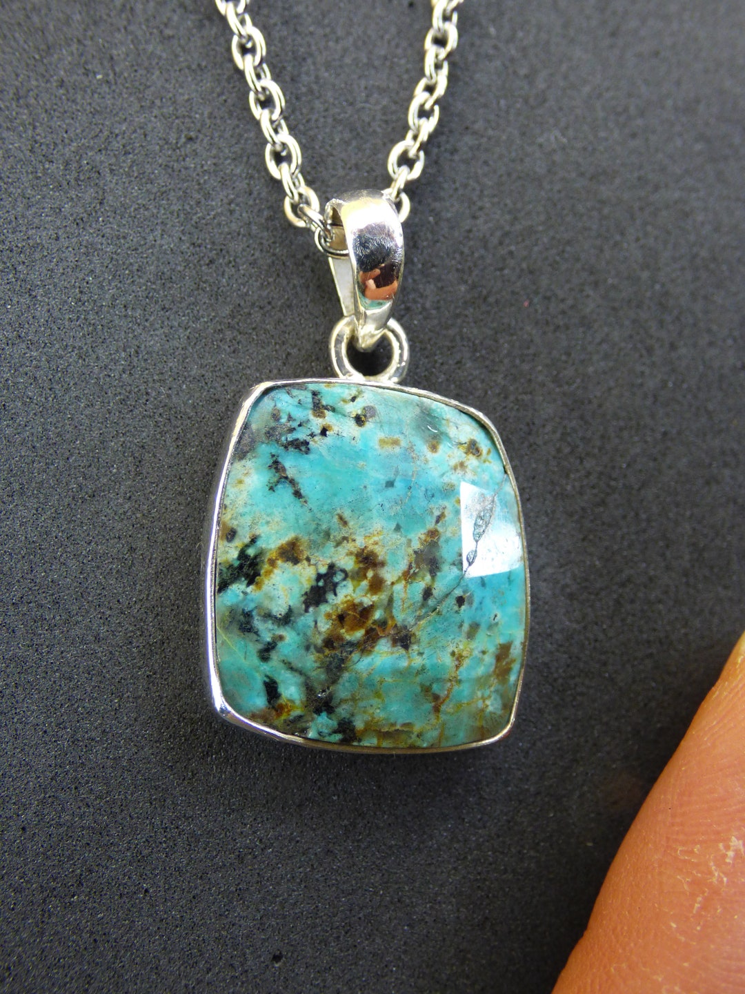 Genuine AAA Turquoise Gemstone Necklace, 925 Sterling Silver - Elegant ...