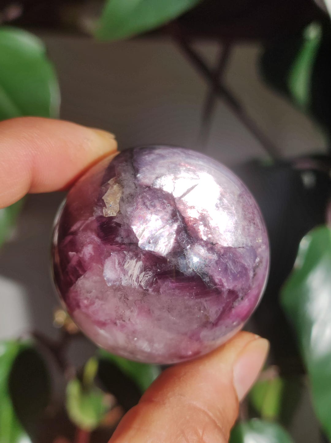 Lepidolite / Purple Mica Glimmer Effect - Gemstone Ball Purple Natural ...