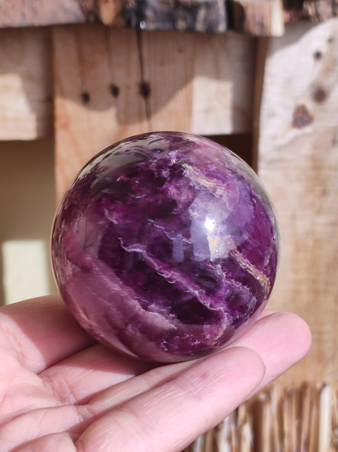 Fluorite Pink Red Magical Gemstone Ball Massage & Decoration Sphere ...