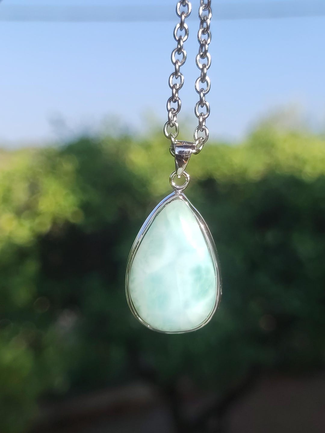 Larimar AAA "atlantis Stone" Gemstone Necklace 925 Sterling Silver ...