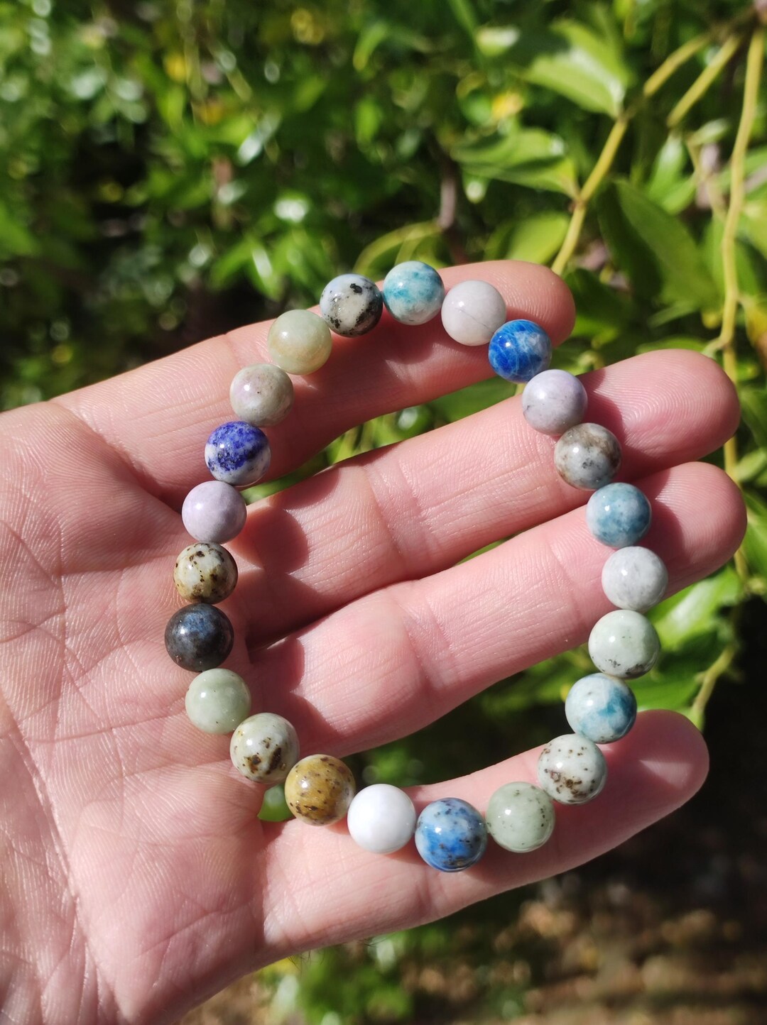 8 Mm Hackmanite rarity Gemstone Stretch Bracelet Blue Pink White Pearls ...