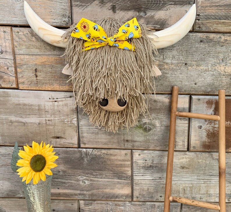 Highland Cow/cattle Wall Mounted Art Boho Style Handmade - Etsy