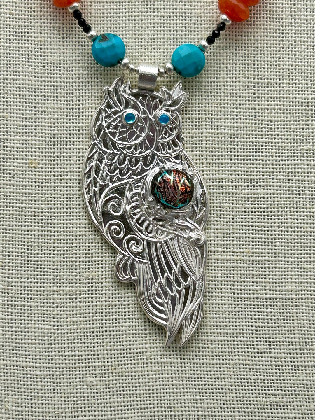 Southwest Nouveau Great Horned Owl, an Original, Handmade, One of a ...