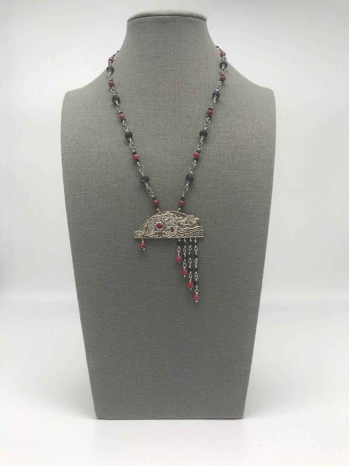 Ruby Elephant in Africa, an Original Fine Silver and Gemstone Necklace ...