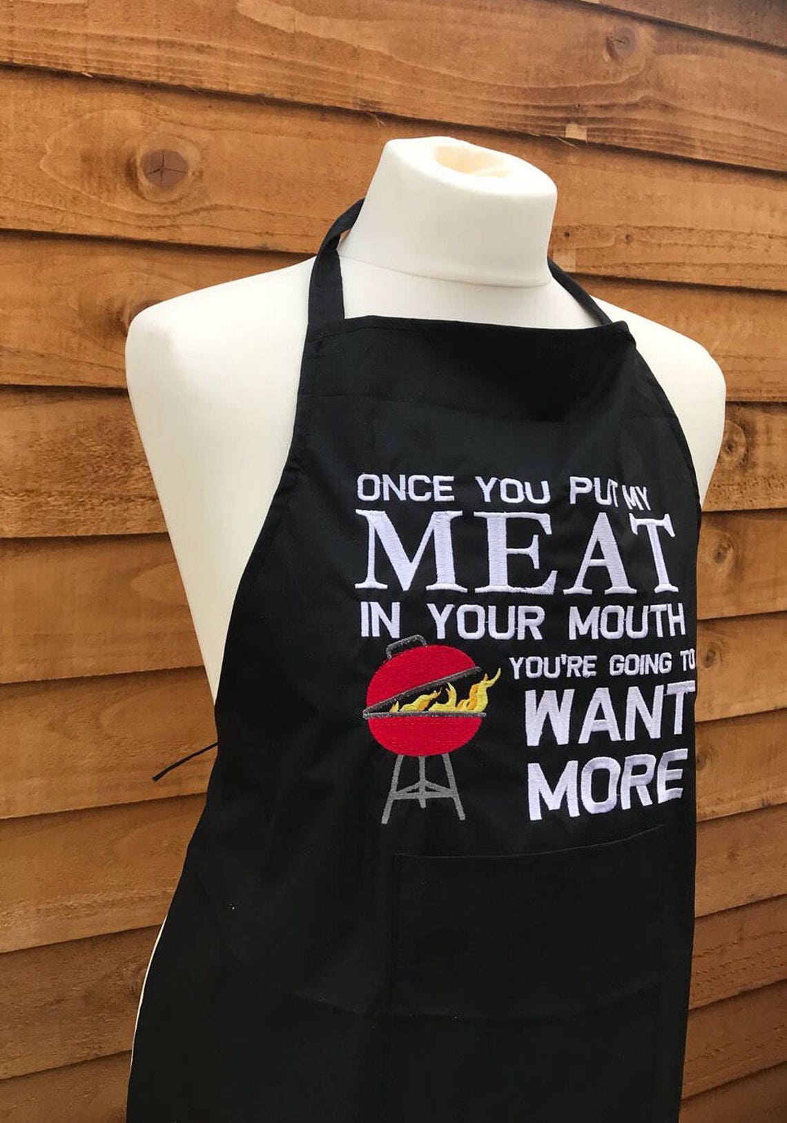 Embroidered apron BBQ apron Mens BBQ apron Cooking apron | Etsy