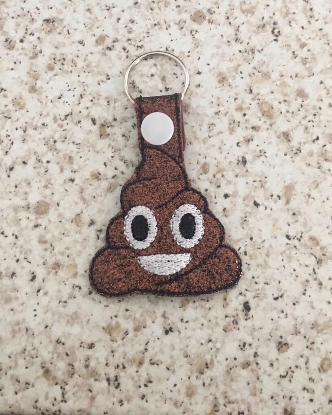 Brown Glitter Embroidered Emoji Poop Keyring, Poo Keyring, Bag Charm - Etsy