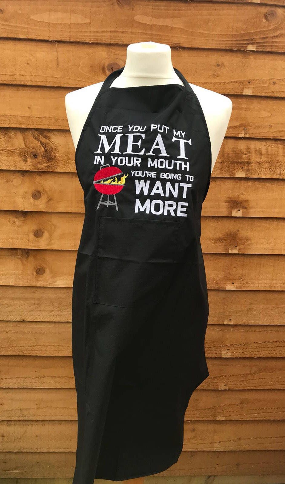 Embroidered apron BBQ apron Mens BBQ apron Cooking apron | Etsy