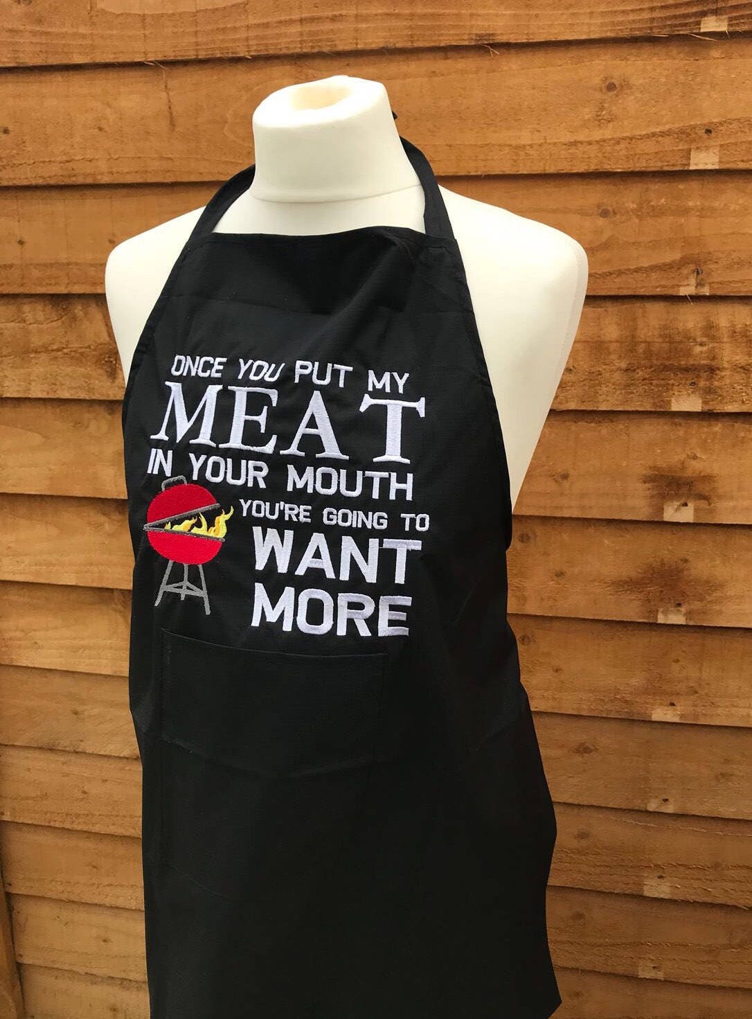 Embroidered apron BBQ apron Mens BBQ apron Cooking apron | Etsy