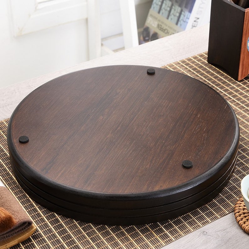 Bamboo Round Tea Tray / Saucer / Board With Water Tank 2 | Etsy