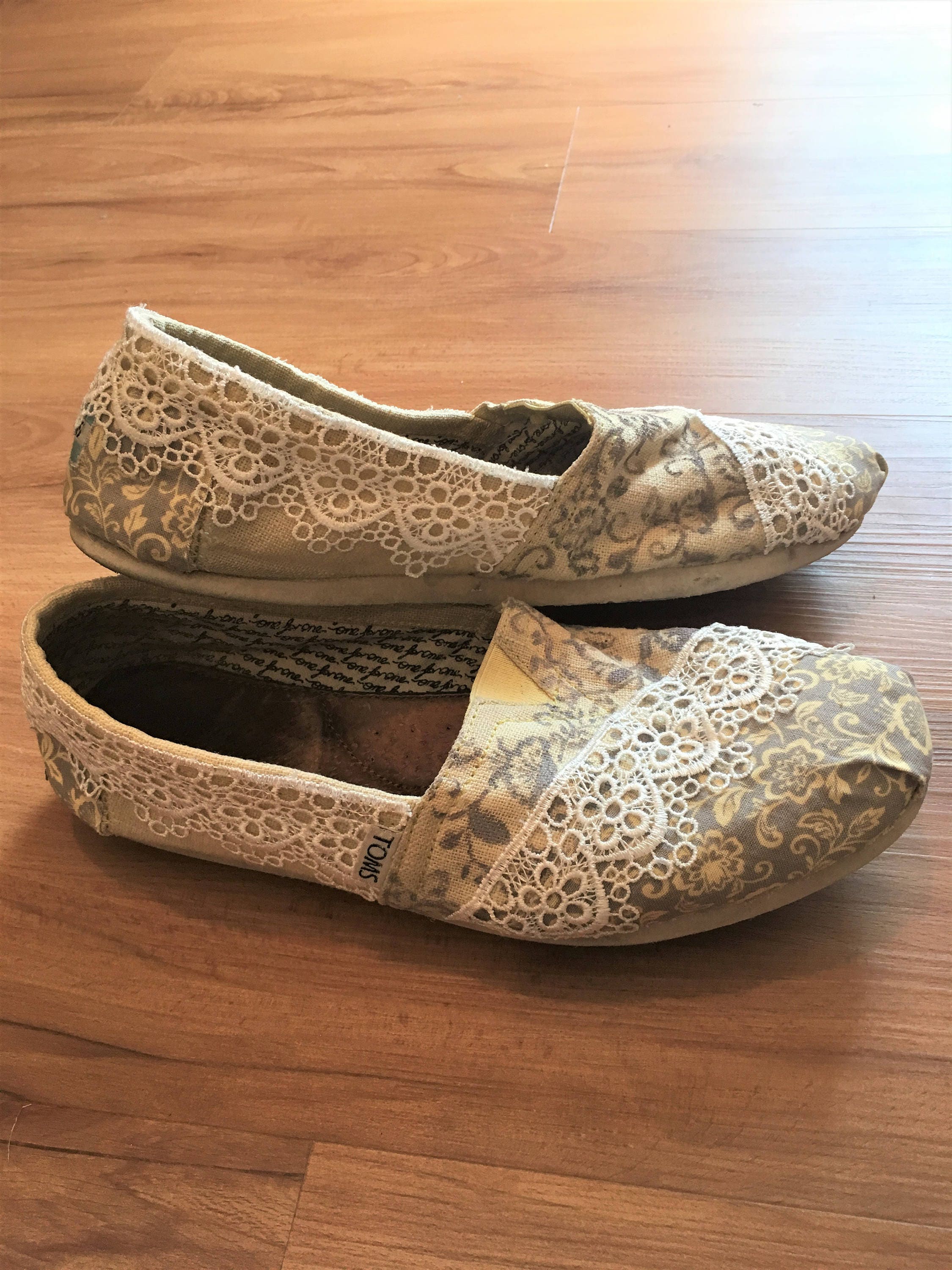 Hand-painted With Lace TOMS Shoes - Etsy