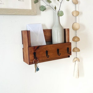 Key Holder for Wall With Basket Shelf, Cubby, Mail Organizer for ...