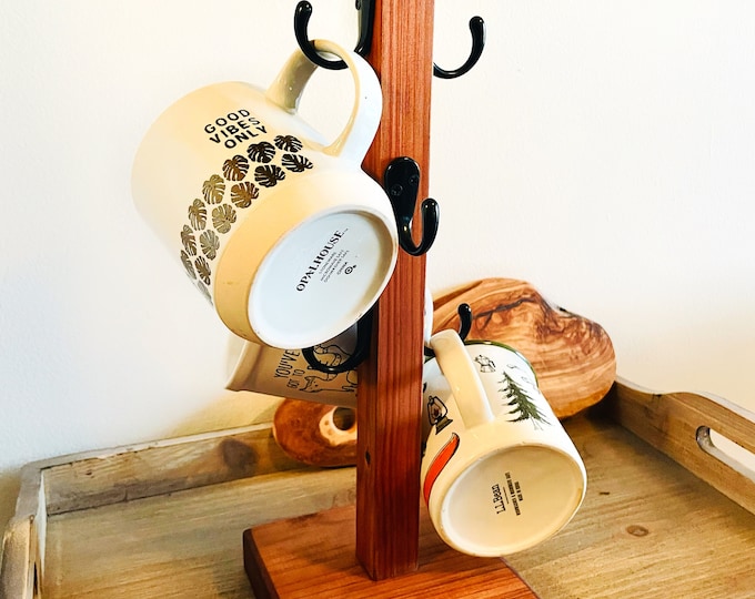 Wrought Iron 4 Coffee Mug & Tea Cup Rack Holder Metal Tree Stand ...