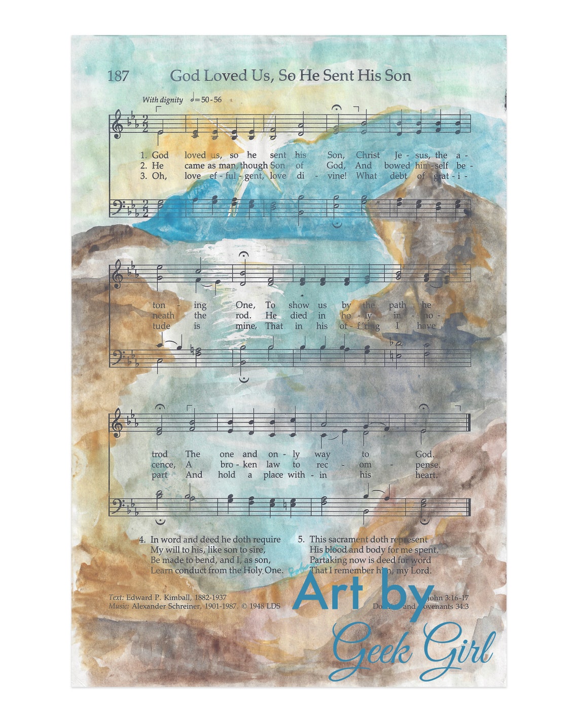 Hymnal Art - LDS Gift - Religious Art Print - Hand Painted LDS Hymn Art ...